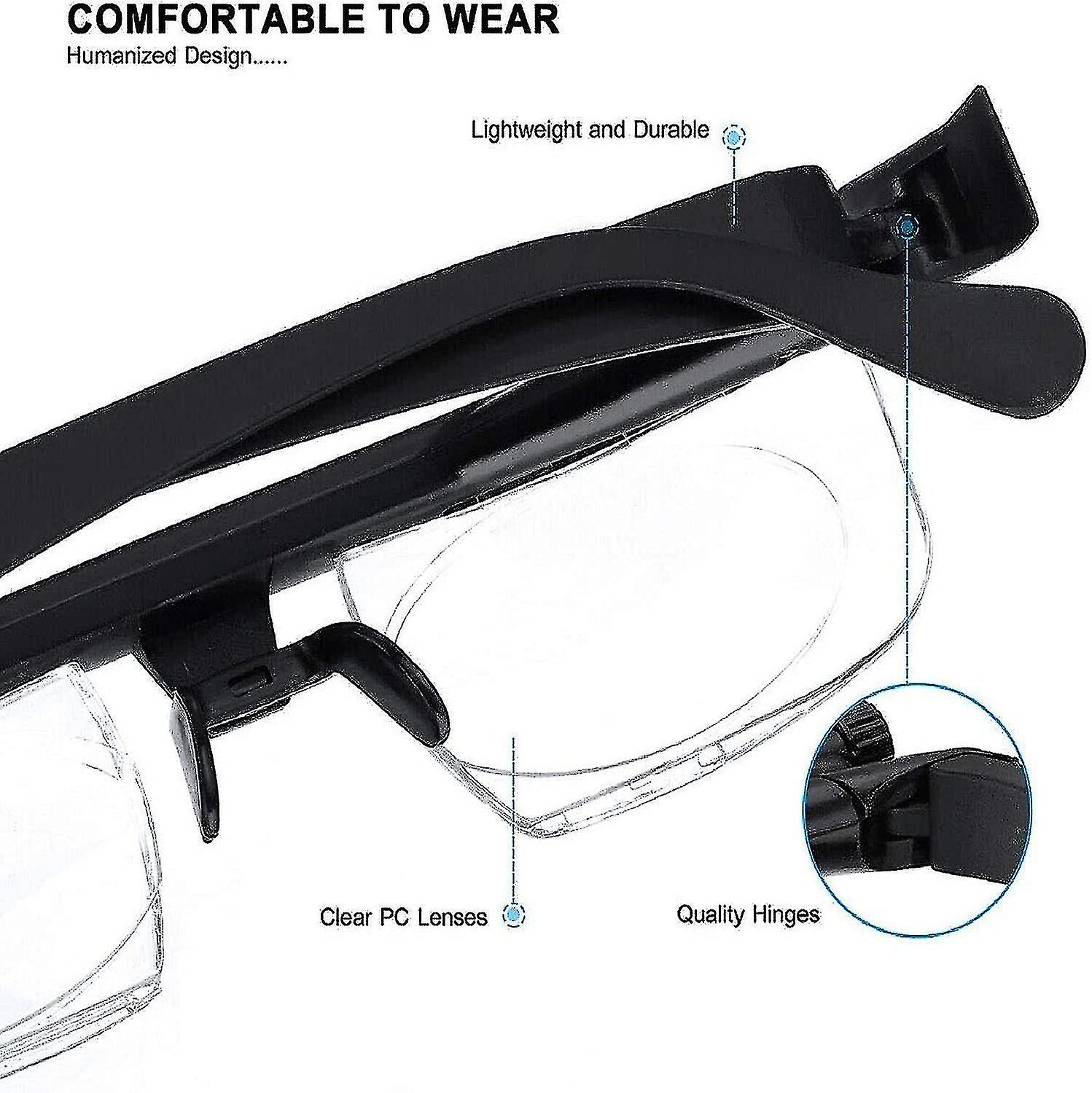 2023 New Adjustable Focus Glasses Dial Vision Reading Glasses Variable ...