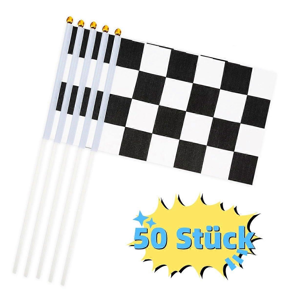 Pack of 50 Hand-Held Mini Flags Checked Racing Flags Black and White ...