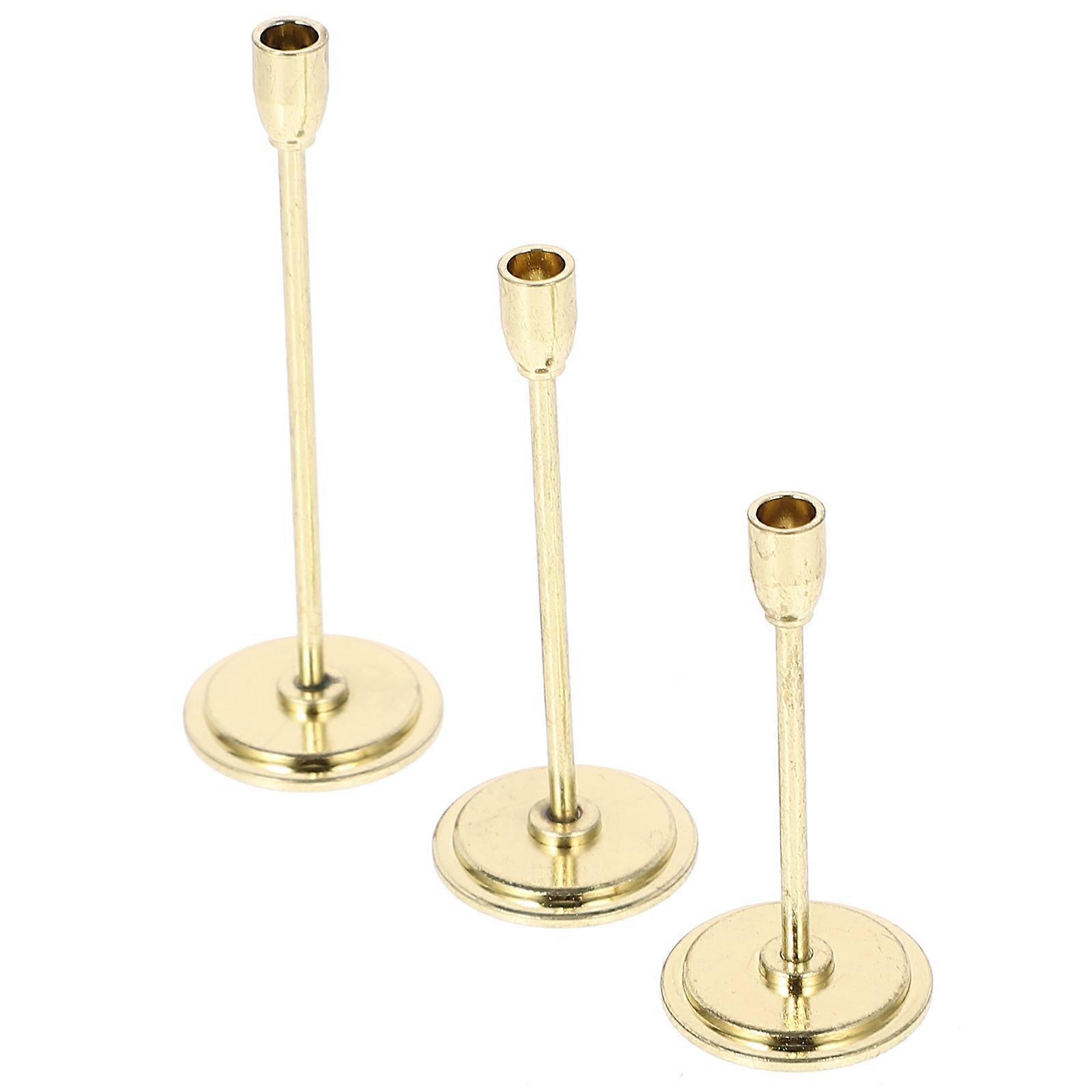 3pcs Miniature Pillar Candle Stand Small Simulation Candlestick Metal ...