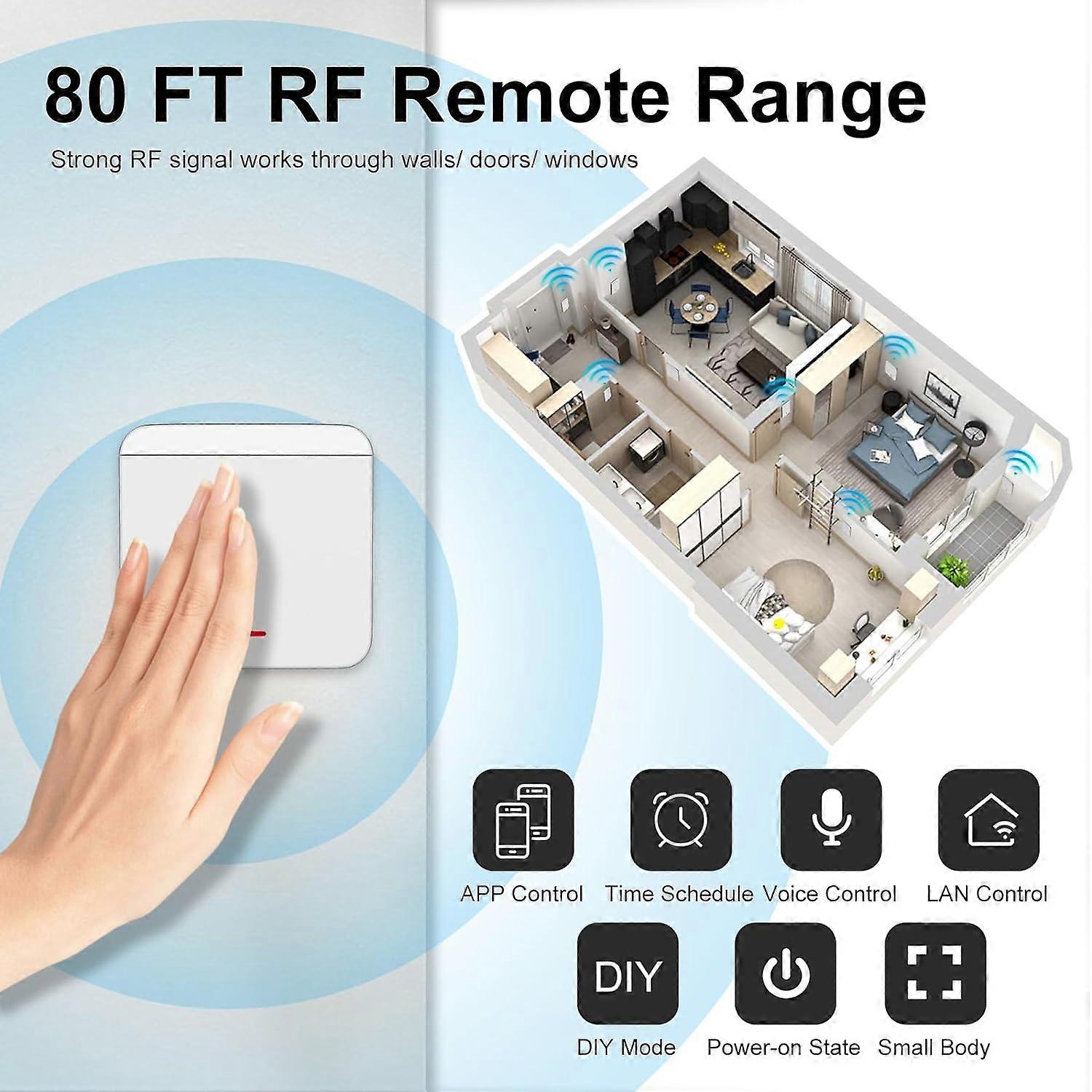 Wireless Switch Kit, RF Wireless Switch & Receiver Controller 2200W/10A ...