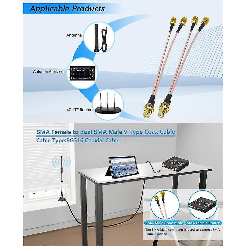 SMA Splitters Cable SMA Female to SMA Double Male Connectors Cable ...