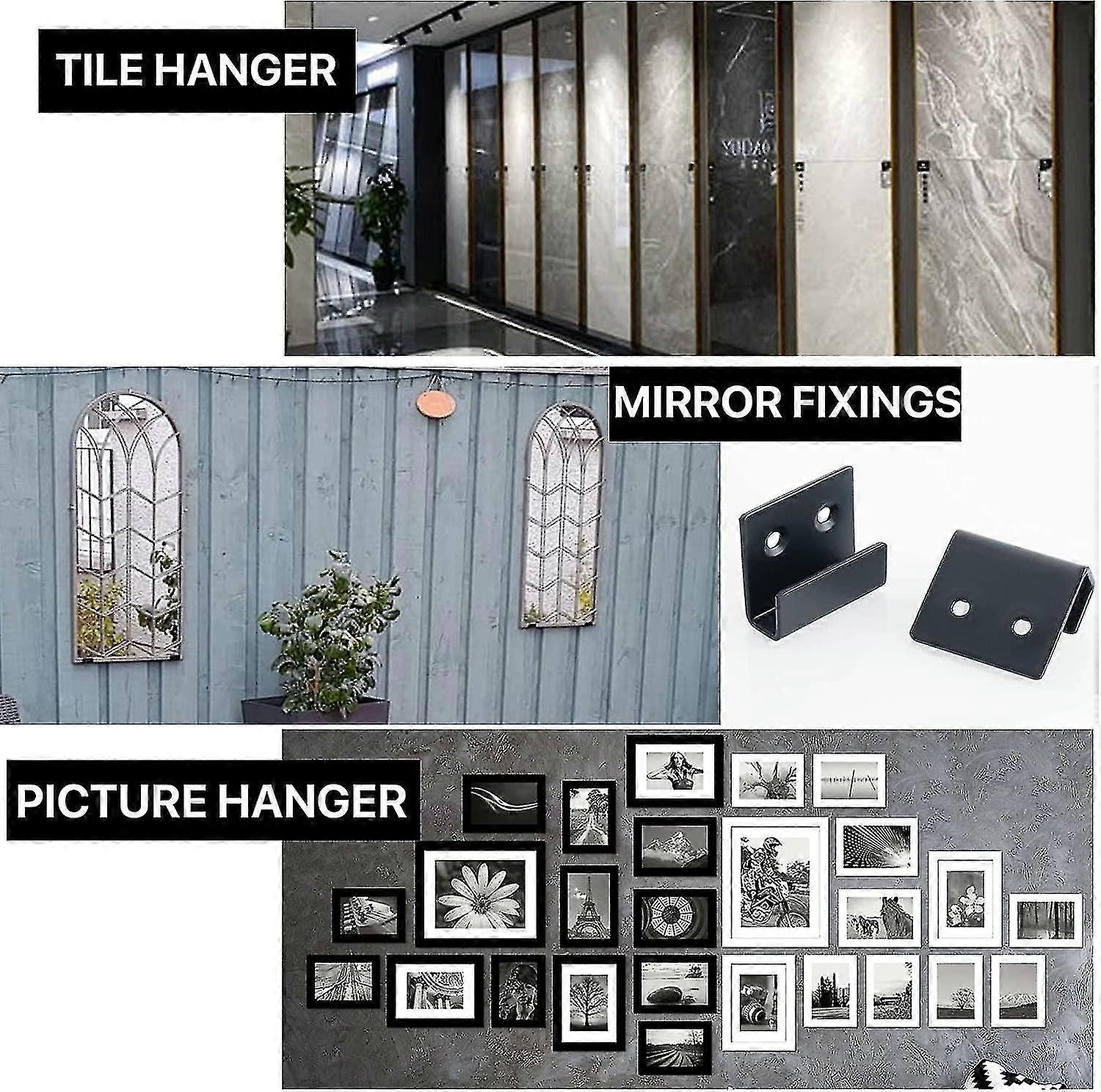Stainless Steel Rail Hooks Picture Hanging Mirror Clips Mirror Fixings ...