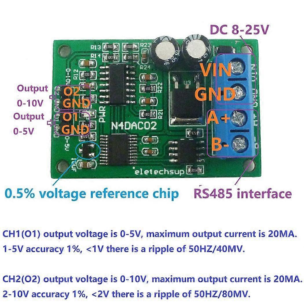 DC 12V 0-5V 0-10V Voltage Signal Generator DAC Converter Module RS485 ...
