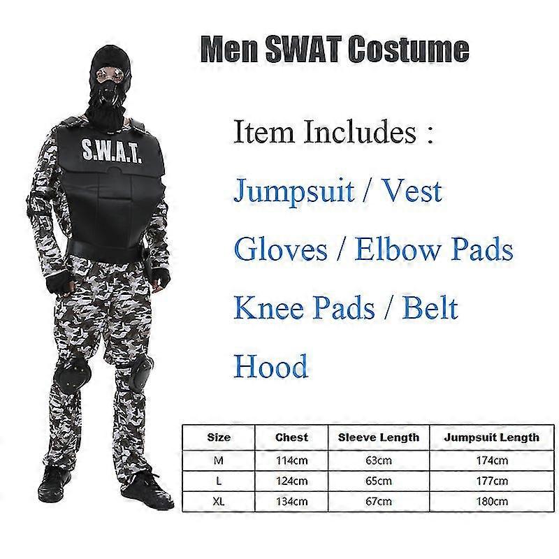 Men SWAT Costume Halloween Costume For Adult S.W.A.T. Police Cosplay ...