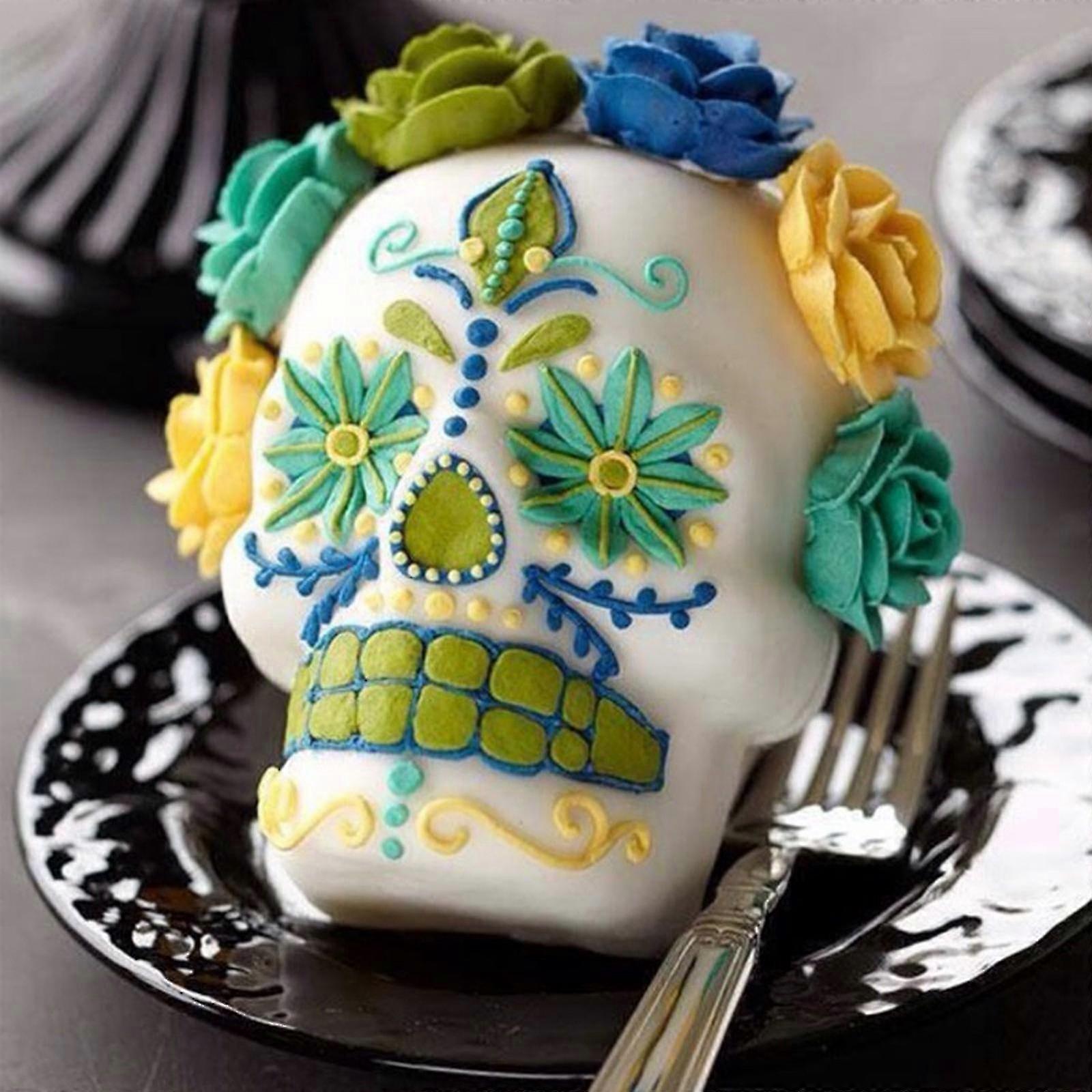 Large Skull Cake Pan Haunted Baking Cake Mold For Halloween And ...