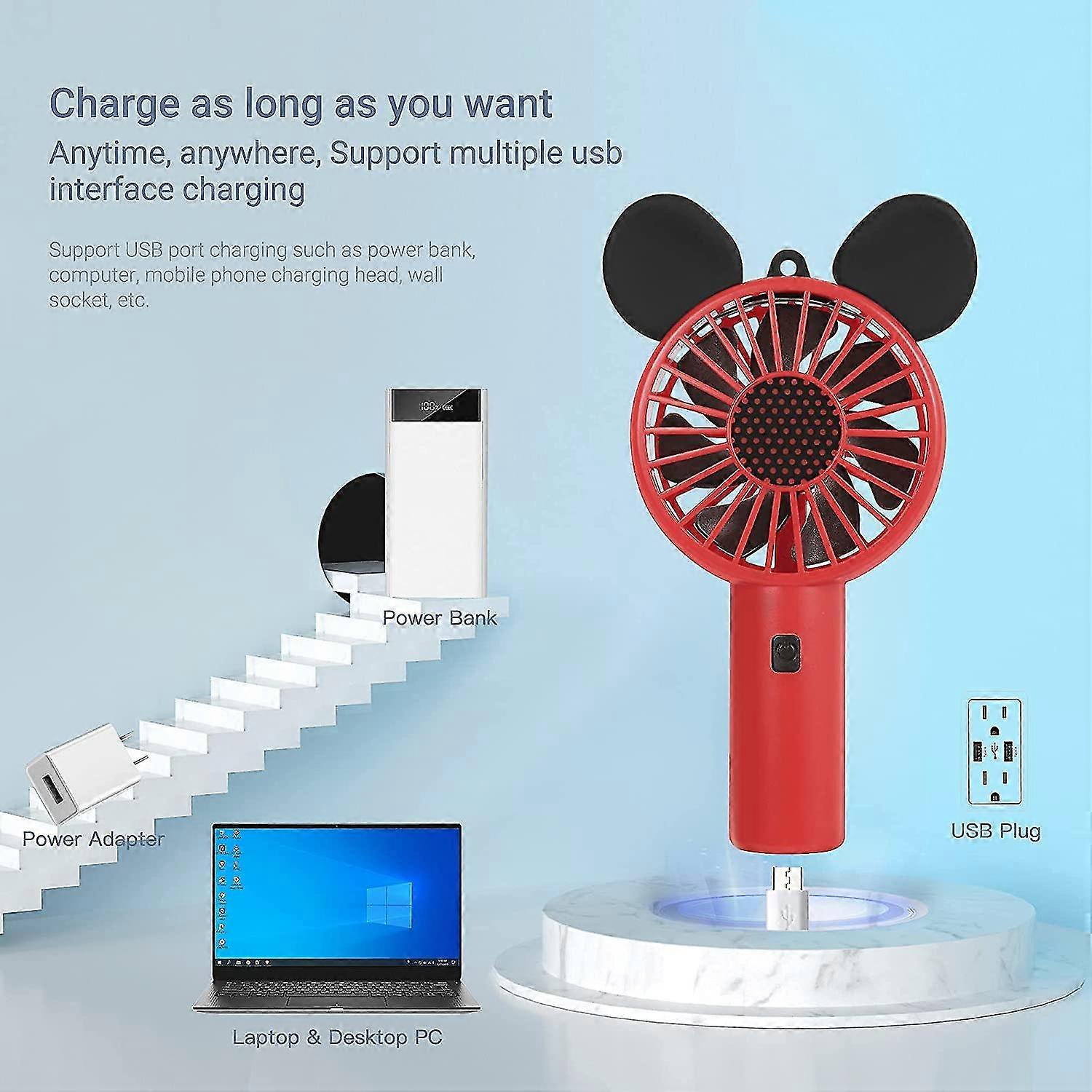 New - Hand Held Fan, Portable Fan, Cartoon Hand Fan, Rechargeable Usb ...