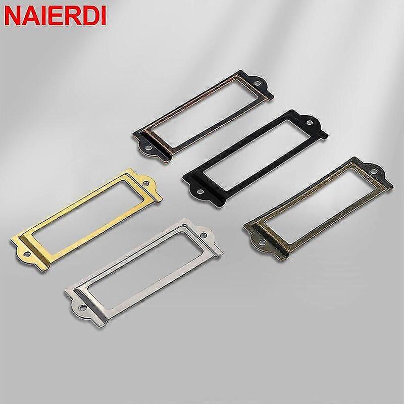 10pcs Antique Brass Metal Cabinet Drawer Label Pull Frame Name Card ...