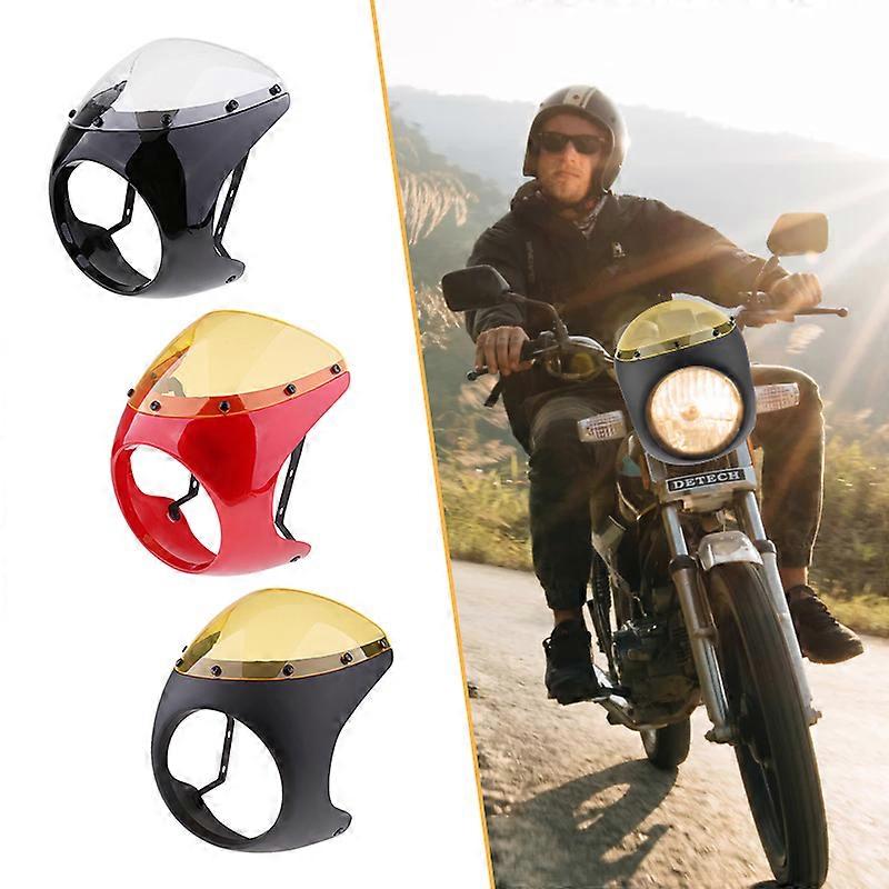 16-18cm Motorcycle Headlight Fairing Round Retro Cafe Motorbike Head ...