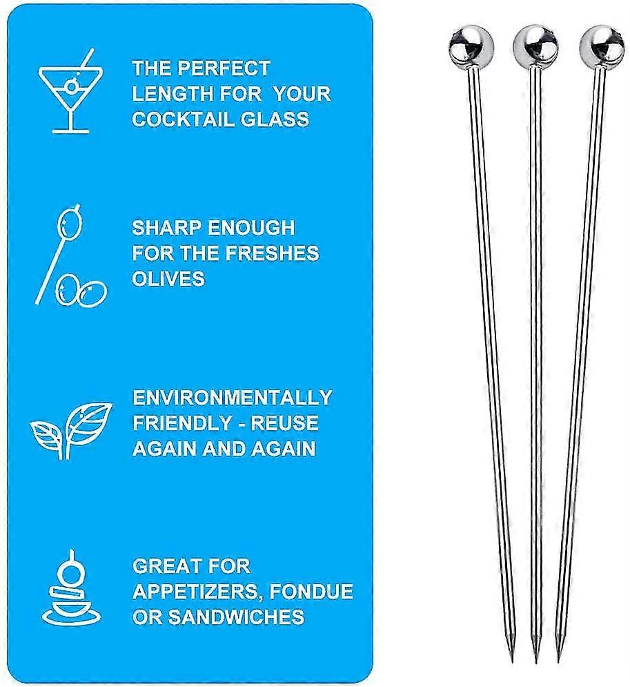 12pcs Cocktail Picks,stainless Steel Martini Picks,cocktail Toothpicks ...