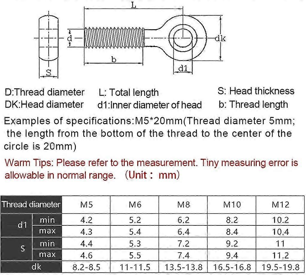 Eye Bolts, 304 Stainless Steel Welded Closed Rings M8 80mm Screw Rod ...