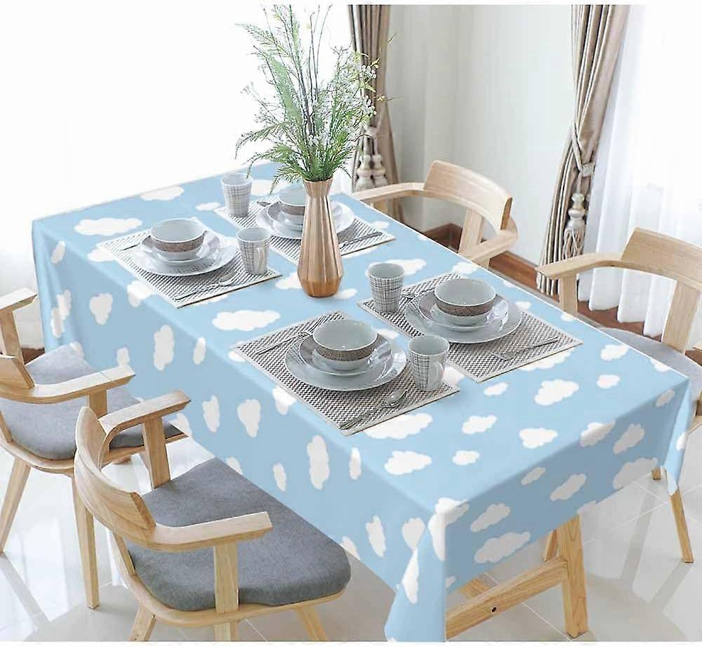 White Clouds on Blue Sky Rectangle Table Cloth Cartoon Weather Nature ...