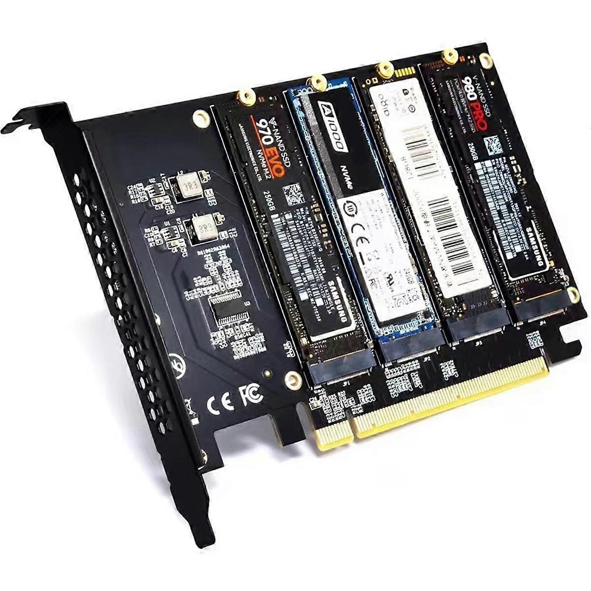 M.2 NVME to PCIe X16 Adapter Converter Card 4 Port NVME Expansion Card for 2230 2242 2260 2280 ...