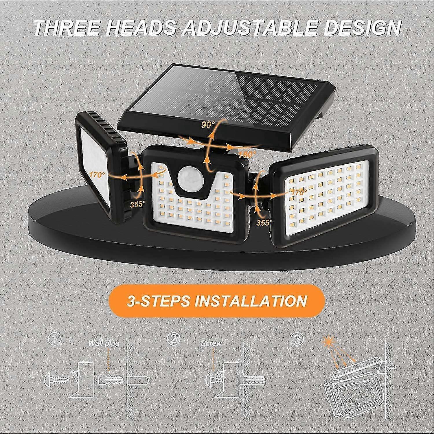 Solar Lights Outdoor, 118 LED Solar Lights Outdoor Motion Sensor, IP65 ...