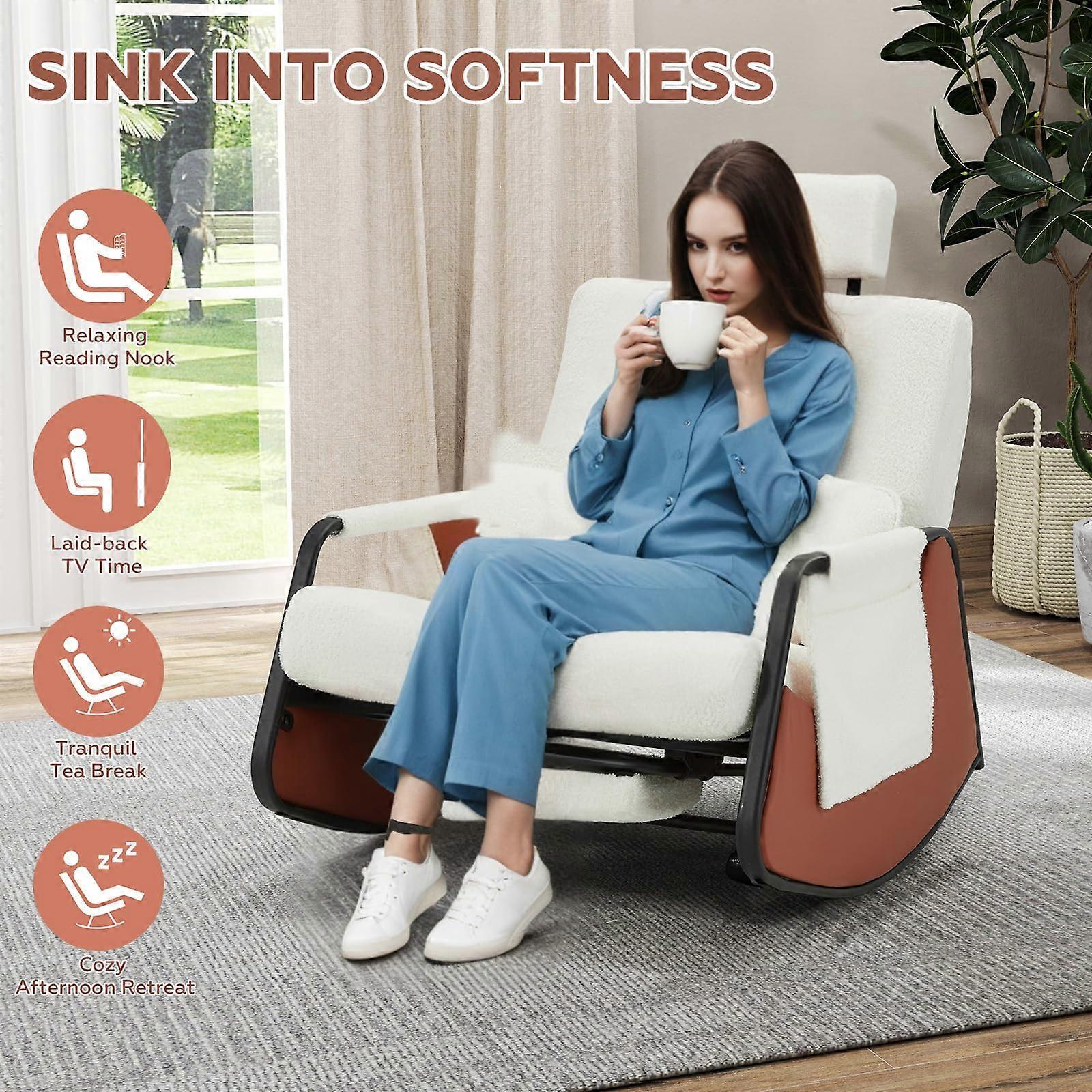 YODOLLA Rocking Nursing Chair with Footrest, Adjustable High Back ...