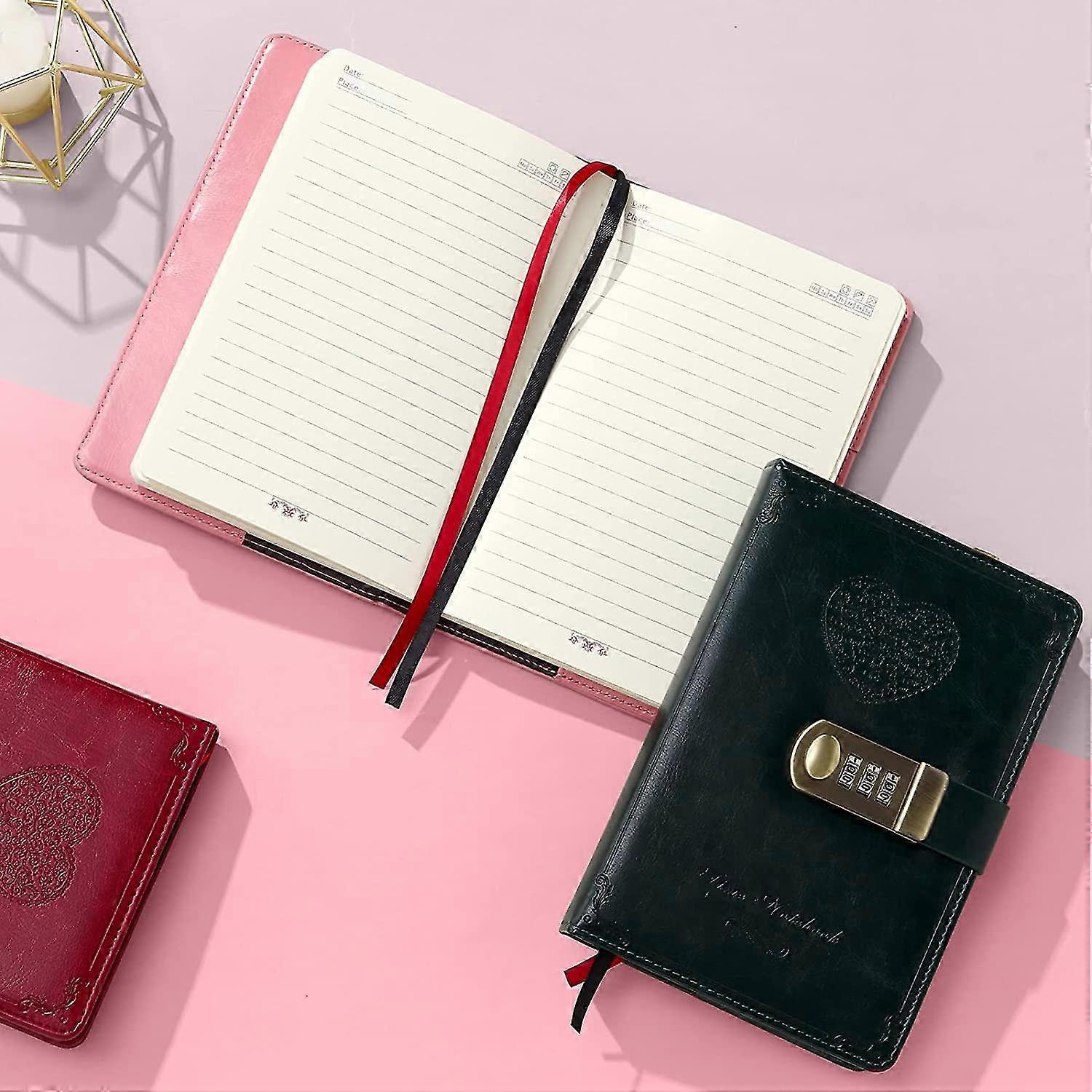 Locking journal for women - Leather secret diary with combination lock ...