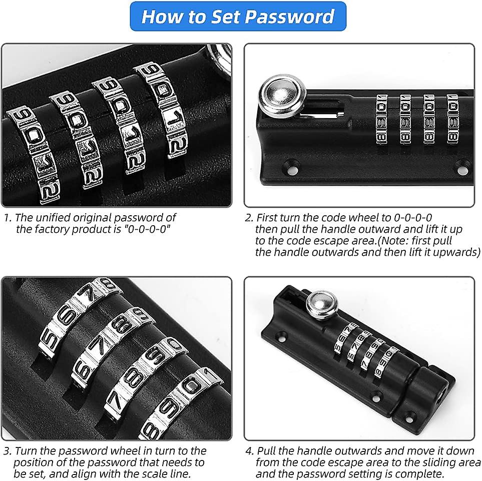 Coded Door Lock, 4 Wheels Recodable Door Lock Waterproof Keyless ...