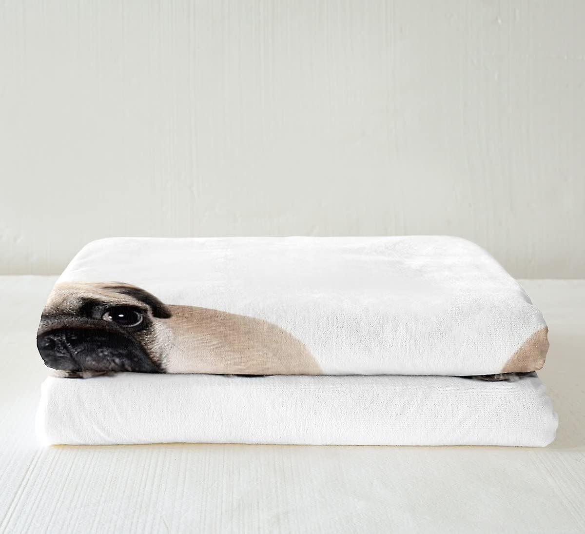 Barn Söta Hundar Sherpa Filt Tecknad Husdjur Mops Hund Kasta Filt ...