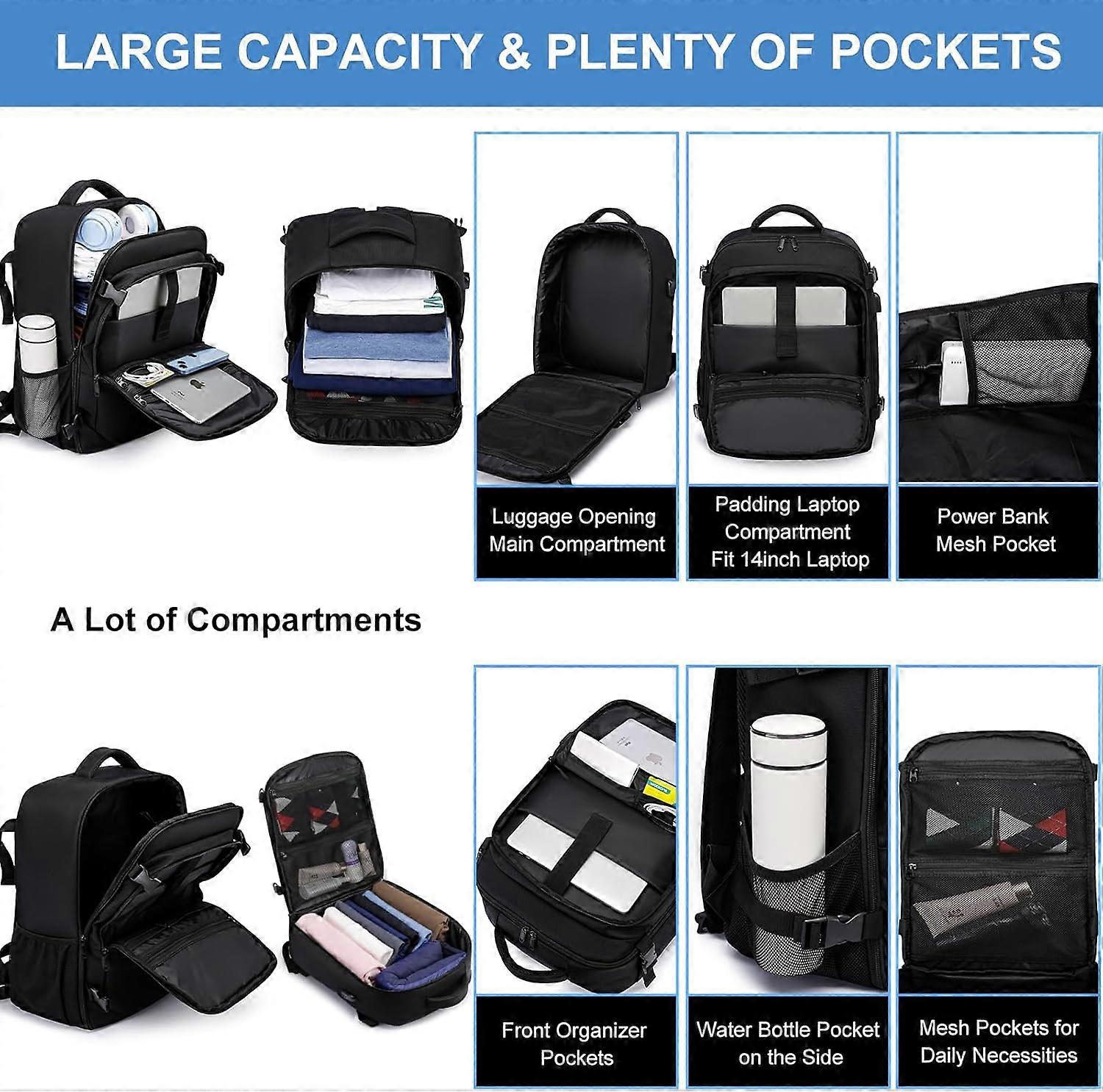 Airplane Cabin Travel Backpack 45x36x20, 15.6 Inch Laptop Travel Bags ...