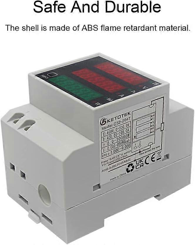 Digital Energy Meter AC40-300V 100A Single Phase Electric Meter, KWh ...
