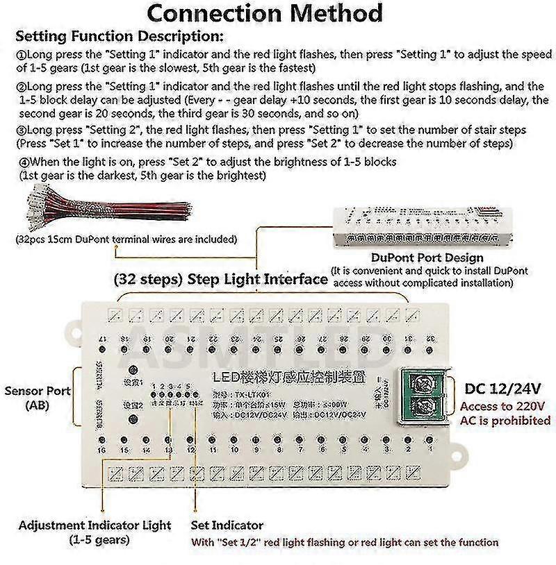 32 Channels Led Stair Lights Pir Motion Sensor Controller For Automatic ...