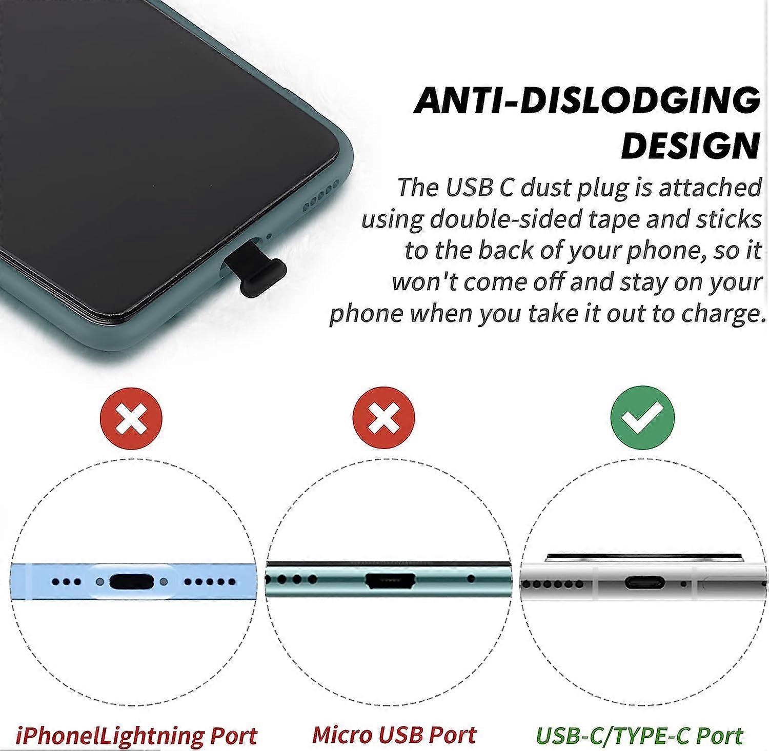 Black 3 Pack Dust Plugs for USB C Type C Port, Silicone Dust Plugs for ...