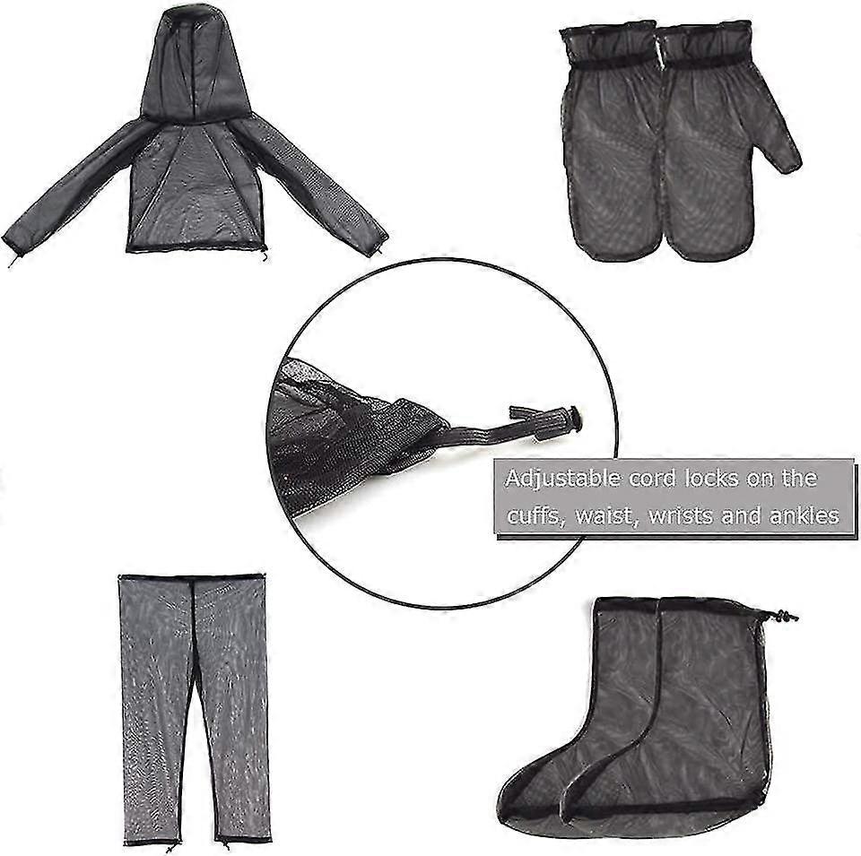 4 Pieces Mosquito Suit, Light-weight Bug Repellent Jacket Hood & Pants ...