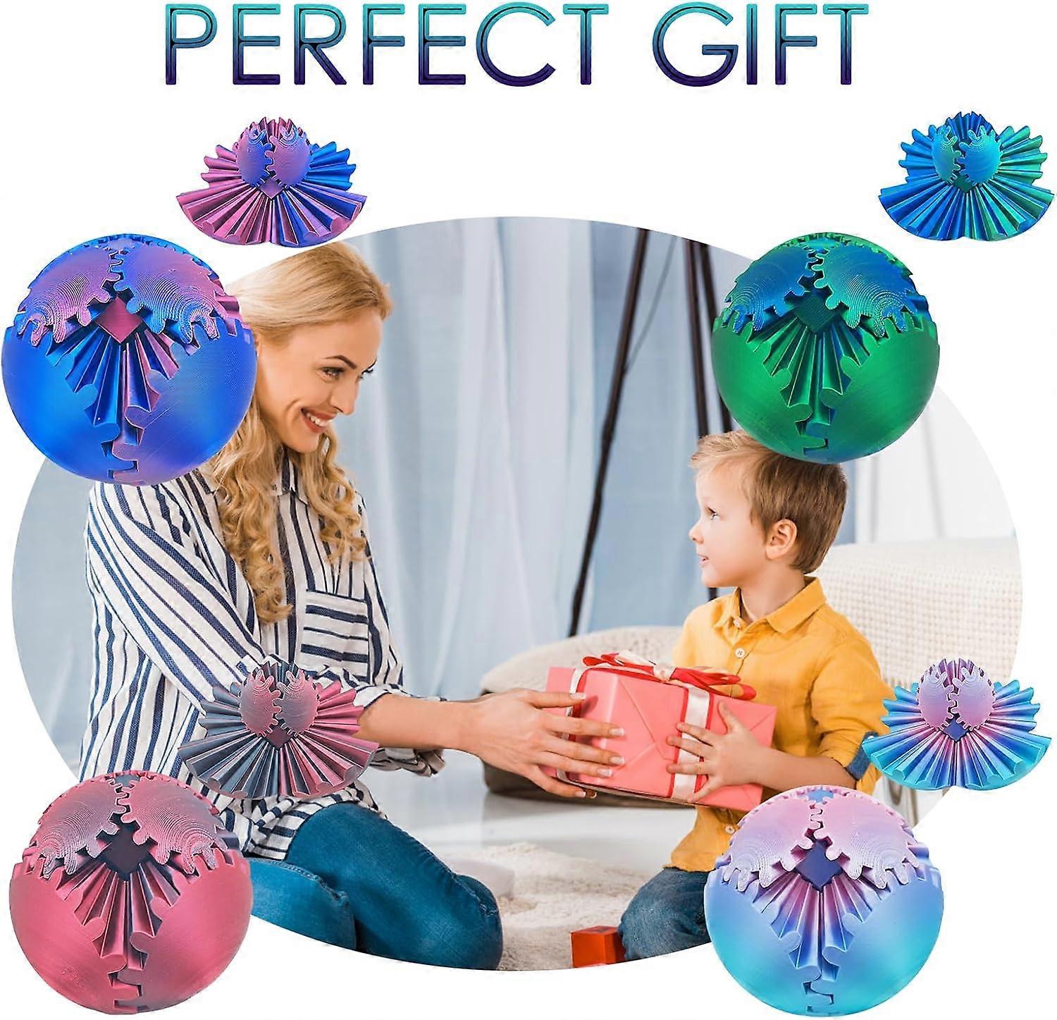 3D Printed Gear Ball Spin Ball or Cube Fidget Toy, Gear Sphere, Gear ...