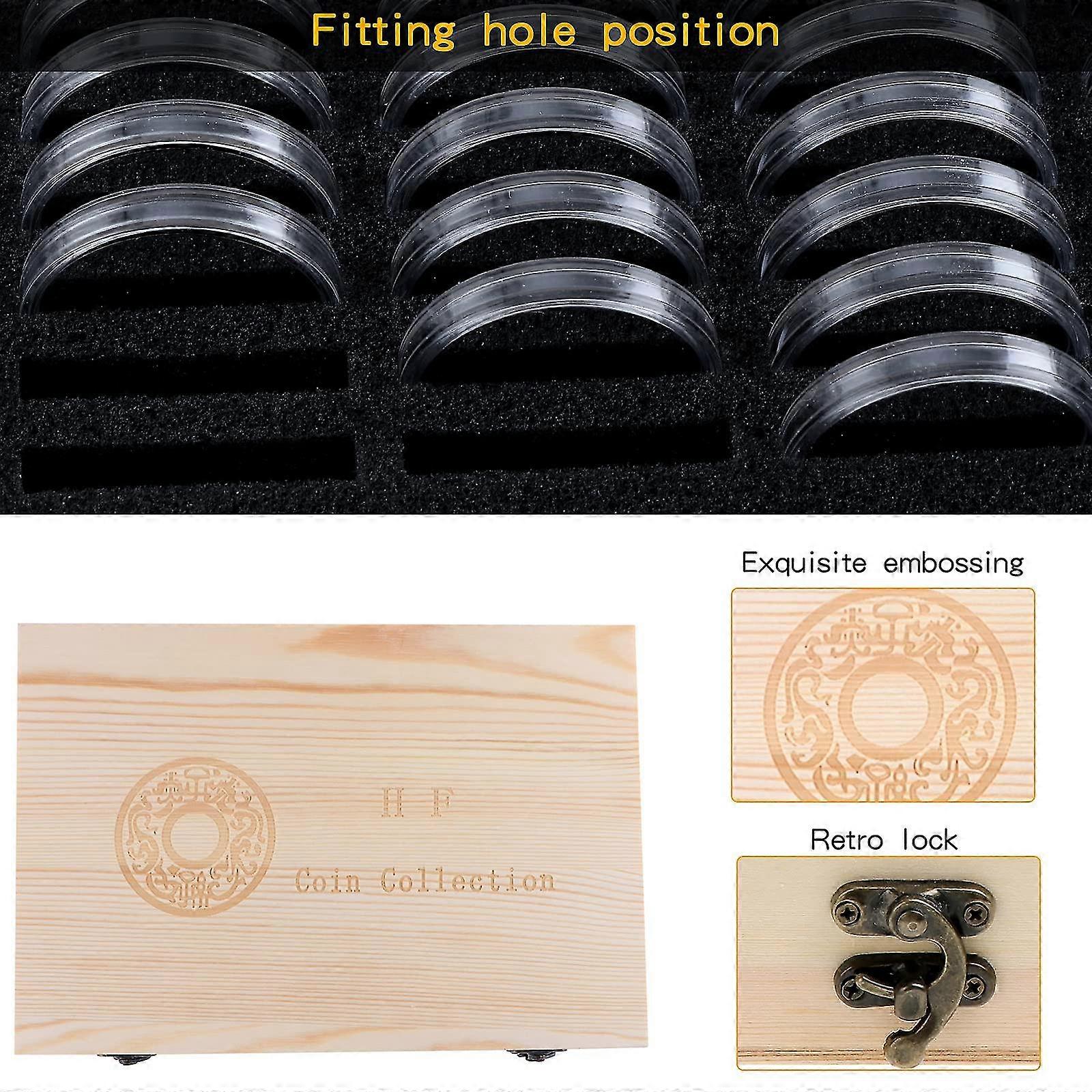 Wooden Coin Storage Box Coin Storage Box Commemorative Collection 18mm ...