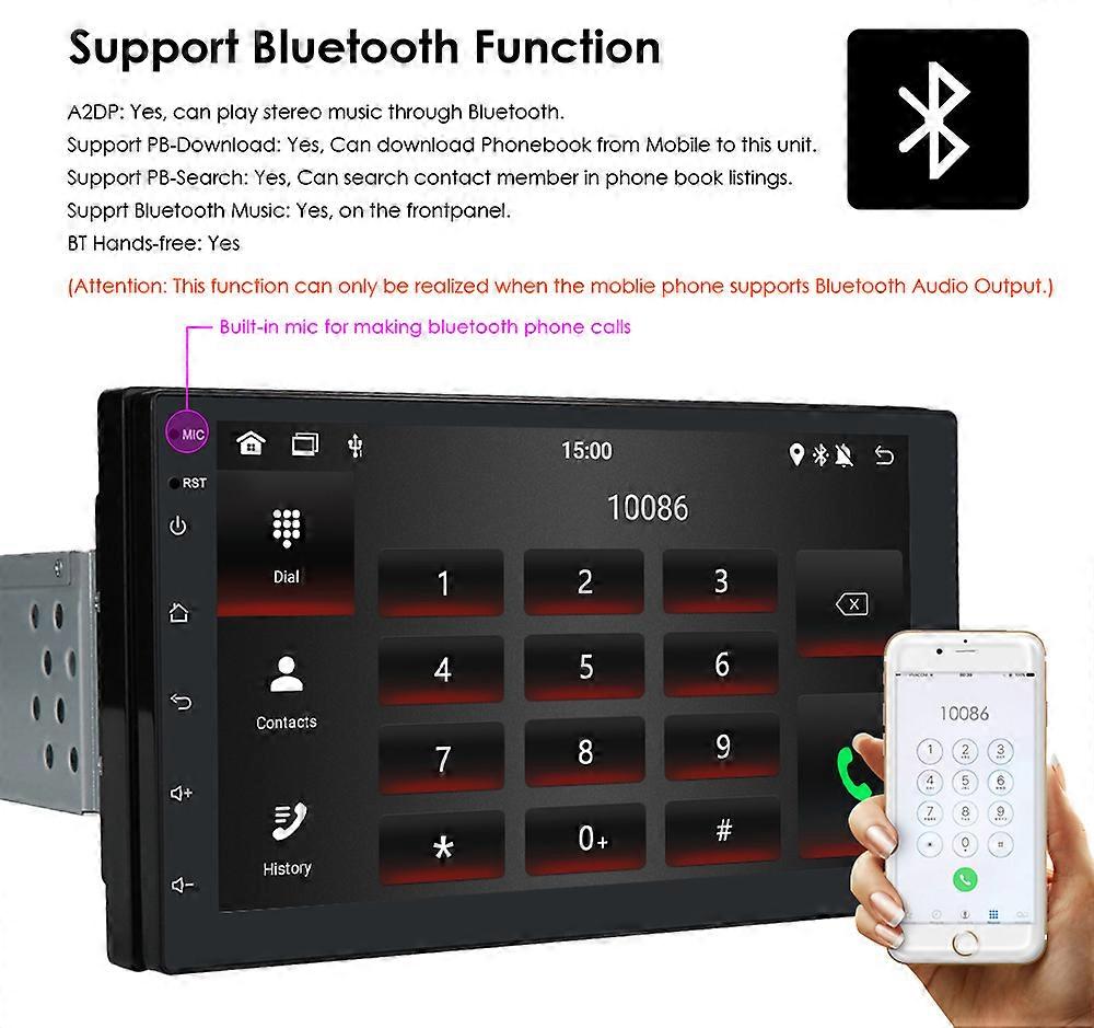 1din Car Radio CarPlay GPS Navi 7" EQ Movable Screen 1 Din Android ...