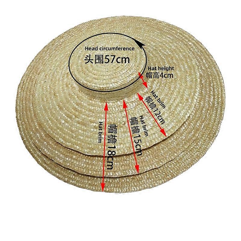 Vintage Large Brim Straw Hat For Women Flat Top Summer Beach Cap ...