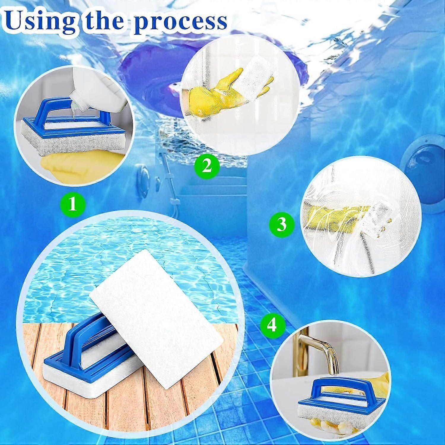 Pool Brush, 4 Pieces Pool Wall Brush Sponge Pool Scrubbing Brush with ...