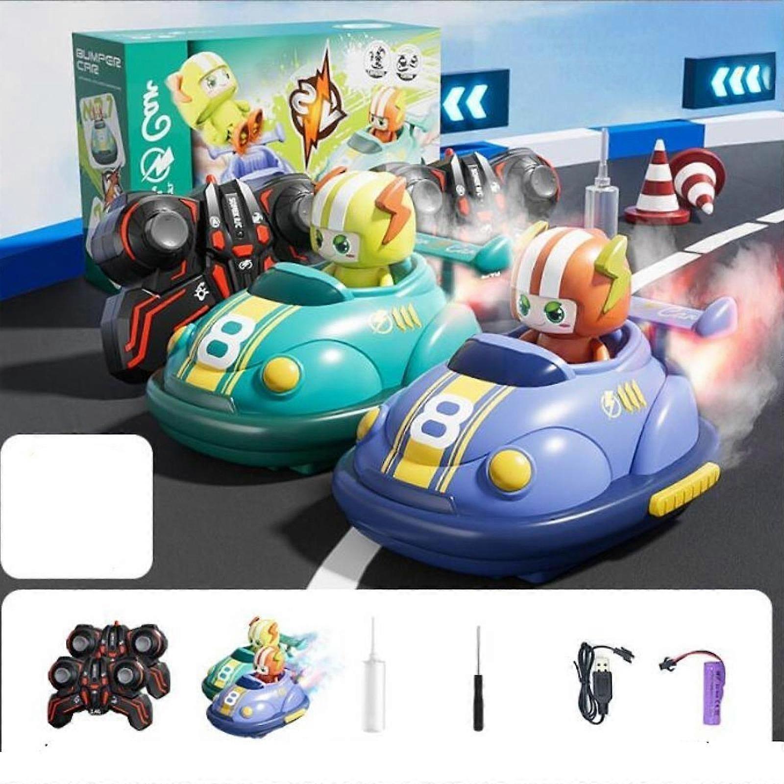 2x RC Bumper Car Toy with Light Cartoon Vehicle Toy Game RC Race Car ...