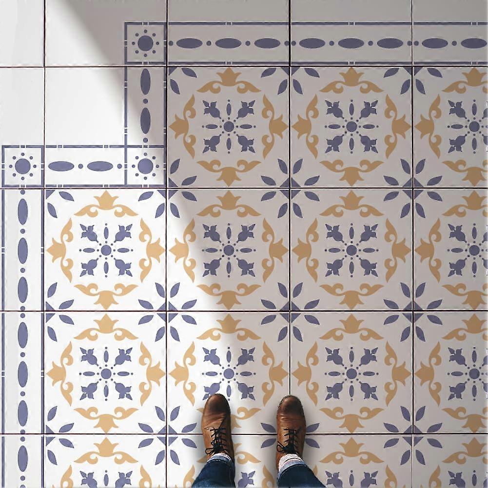 3 Pcs Floor Tile Stencil 11.8x11.8inch Reusable Border & Corners Tiles ...
