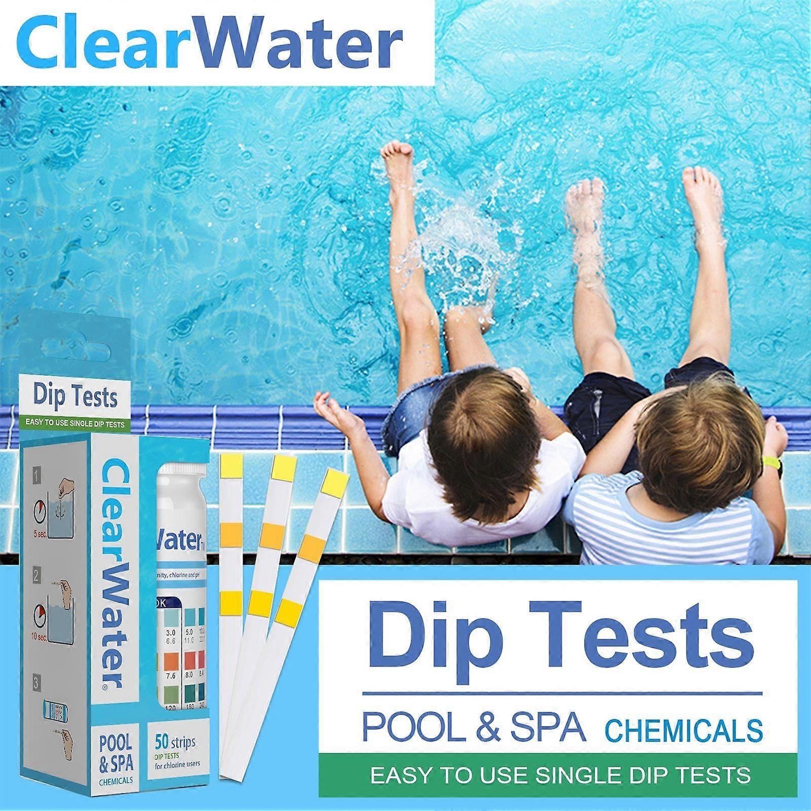 Pool Water Test 50 Strips Quality Kit 3-in-1 Testing Paper For Of Ph ...