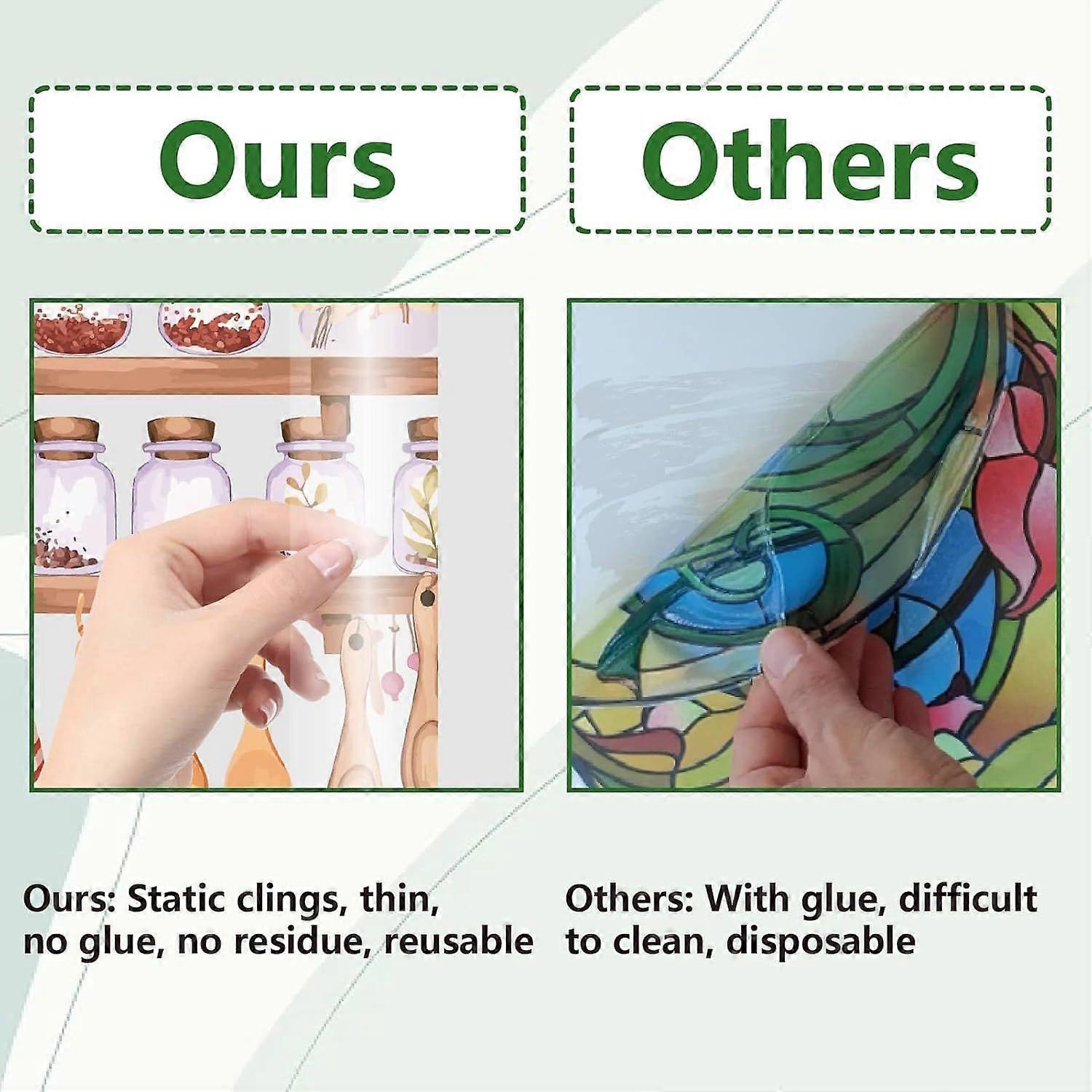 45.7x15 Inch Tropical Plant Leaves Window Decals Large Green Leaf ...