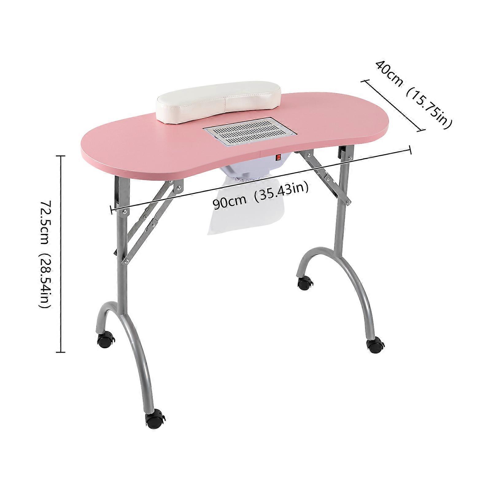 Manicure Table with Suction Foldable Nail Table W/Wheels Movable Studio ...