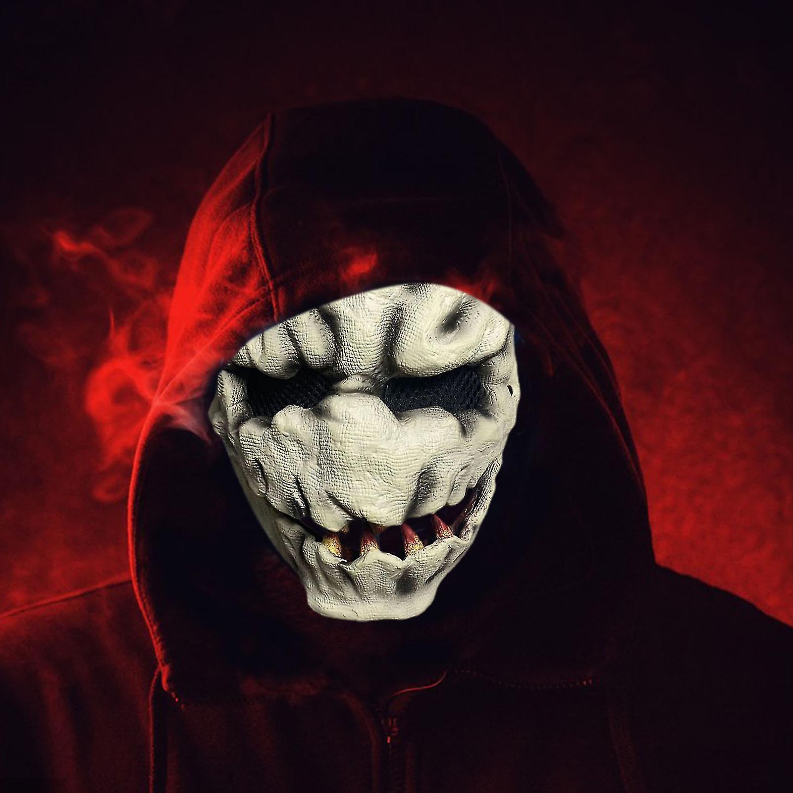 Demon Face Cover Moving Jaw Scary Comfortable Wear Realistic Anti-fade ...