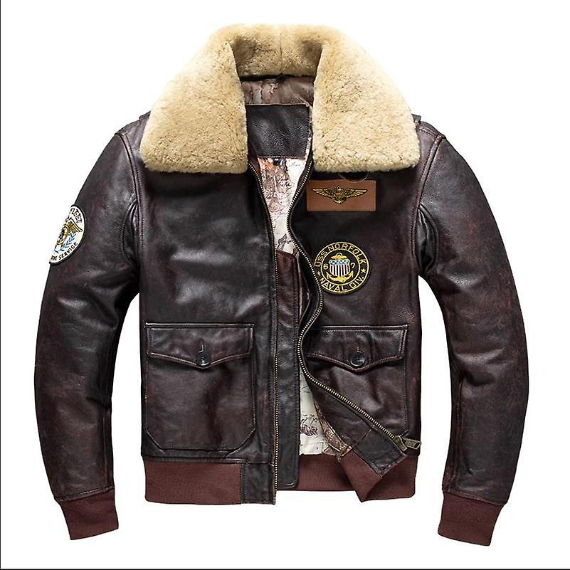 Genuine Top Layer Cow Leather Jacket Men Cowhide Men's Military Jacket ...