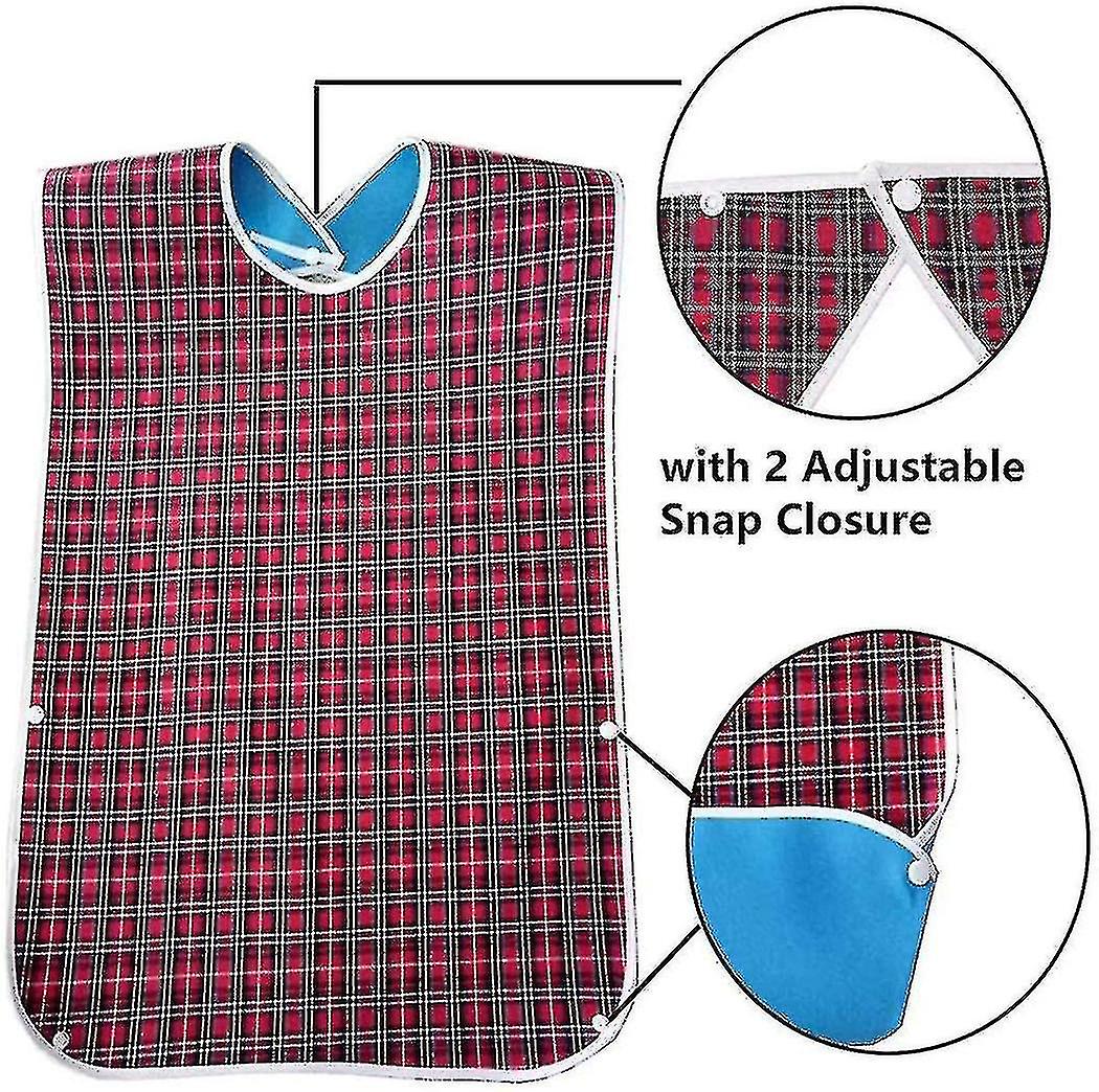 3 Pack Adult Bibs With Crumb Catcher - Washable Adult Dining Bib, Large ...