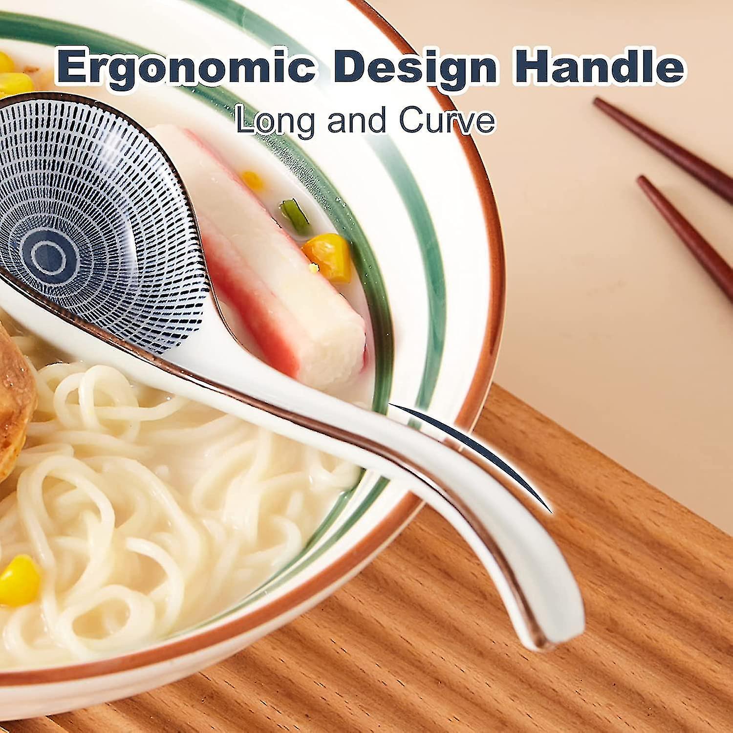 Asian Soup Spoon,6.4inch Japanese Pho Spoon With Long Handle For Miso ...