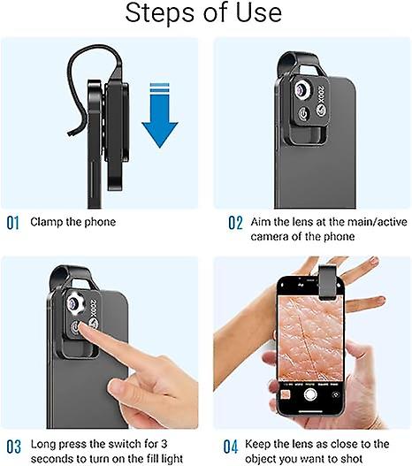 200X Phone Mini Pocket Microscope with LED Light Portable Digital ...