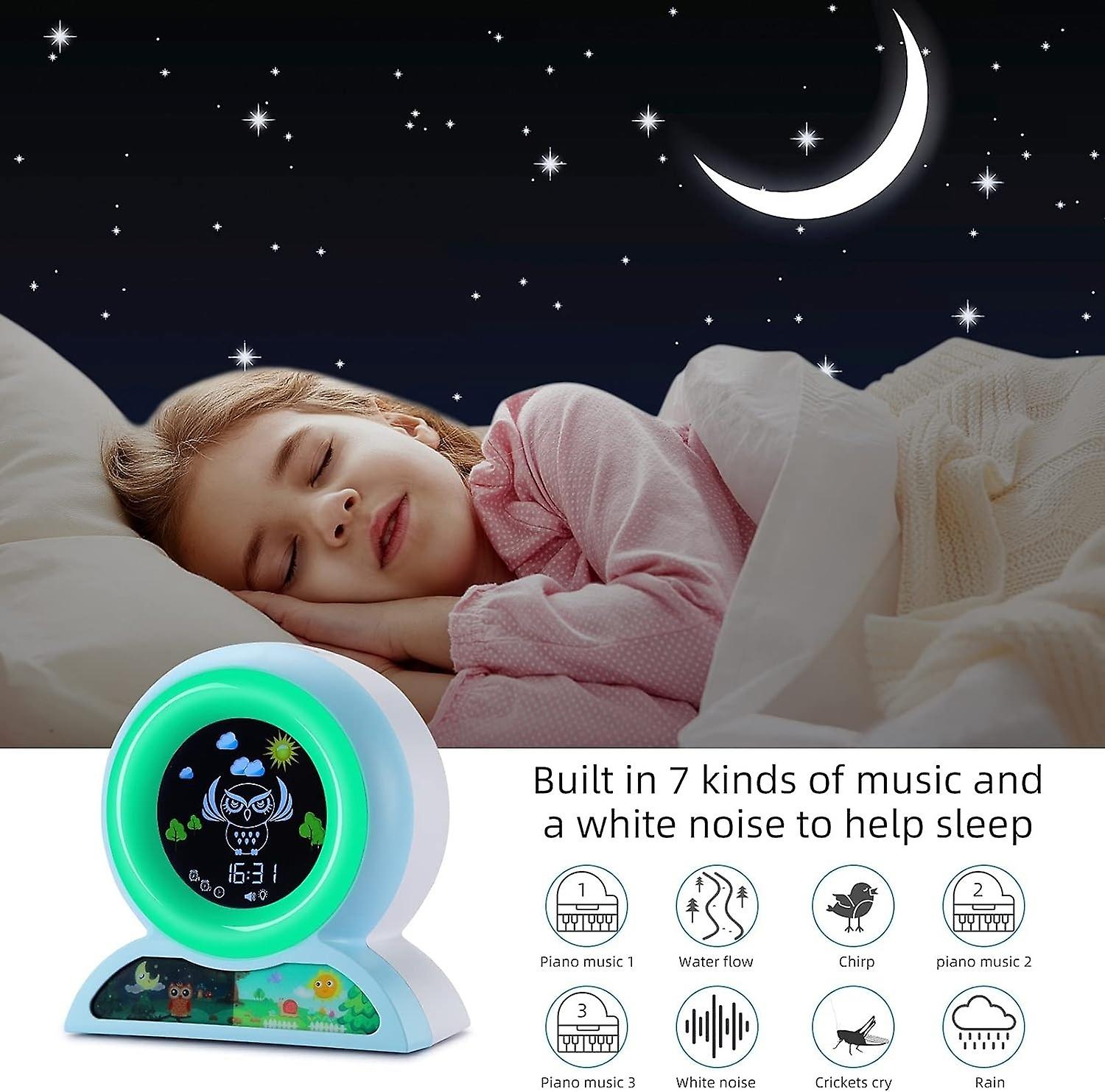 Educational Kids Alarm Clock Owl Night Light Brightness 5 Colors ...