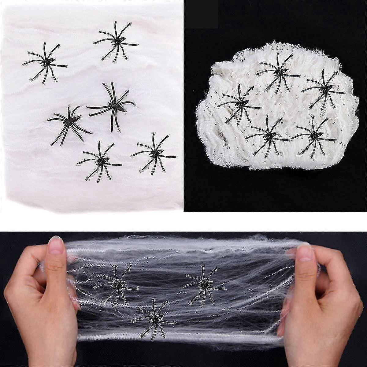 3pcs Halloween Spider Web With 60 Fake Spiders, Dummy Spider Webs For ...