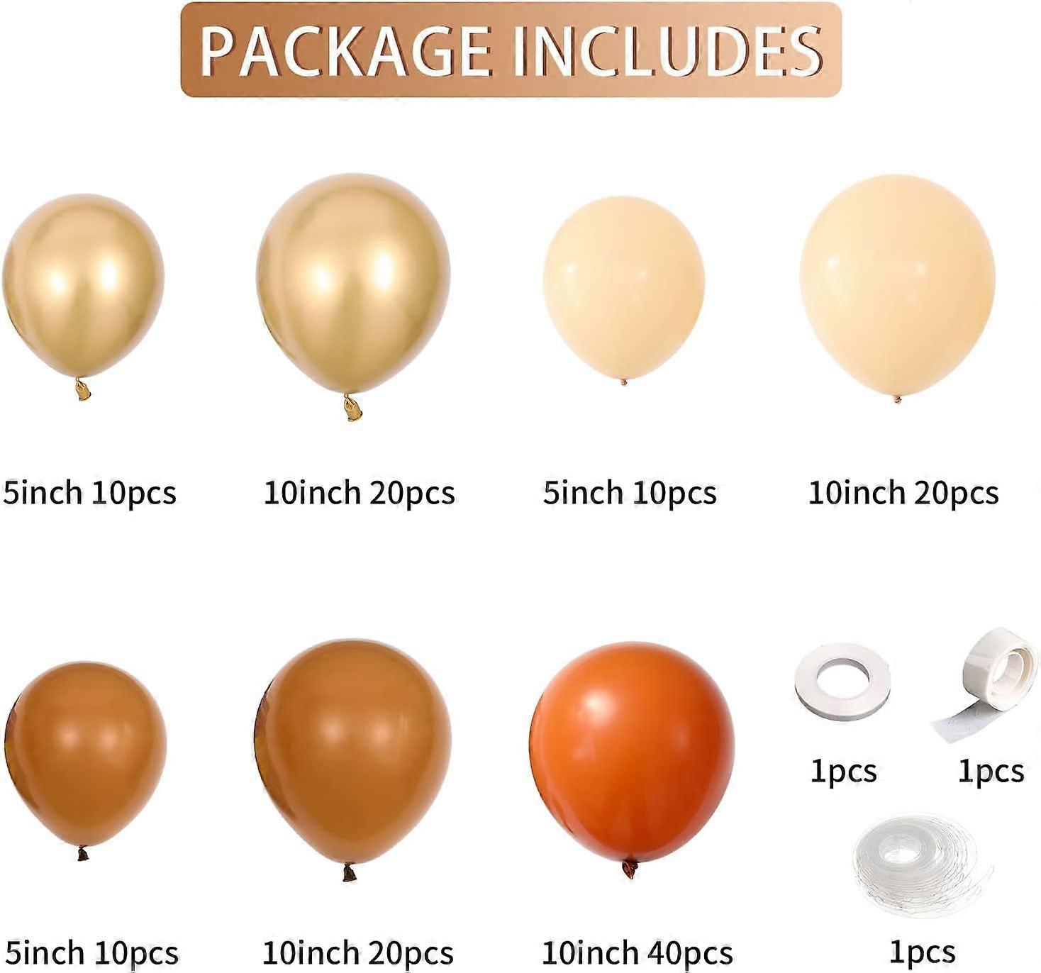 Orange Balloons Garland Arch Kit with Chrome Metallic Gold Brown ...