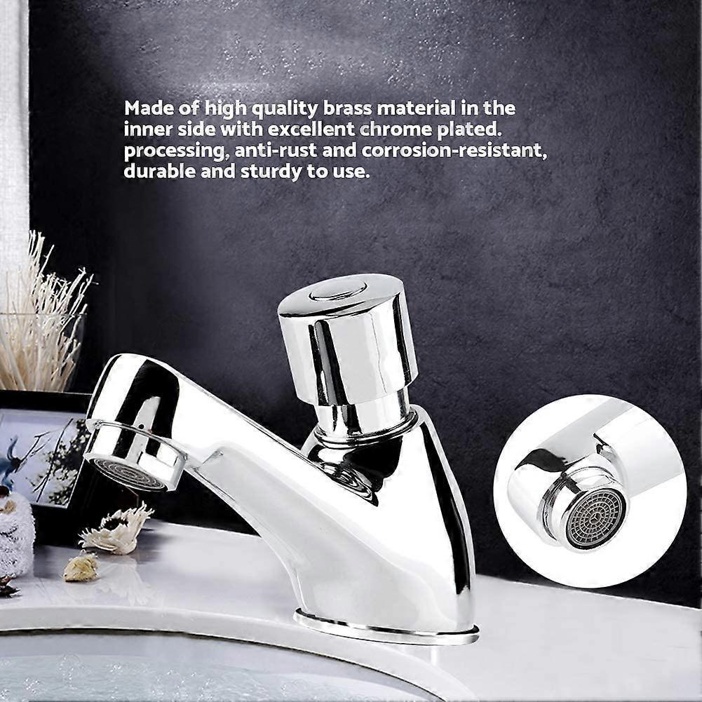 Chrome Plated Sink Faucet Self Closing Sink Tap Basin Push Tap Faucet ...