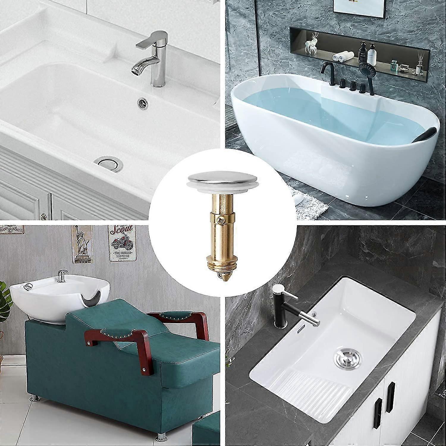 2 Pack Pop Up Push Button Drain Stopper 35mm Sink Plug, Push-in Type ...