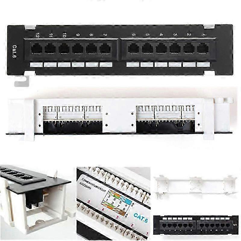 Network Tool Kit 12 Port CAT6 Patch Panel RJ45 Networking Wall Mount ...