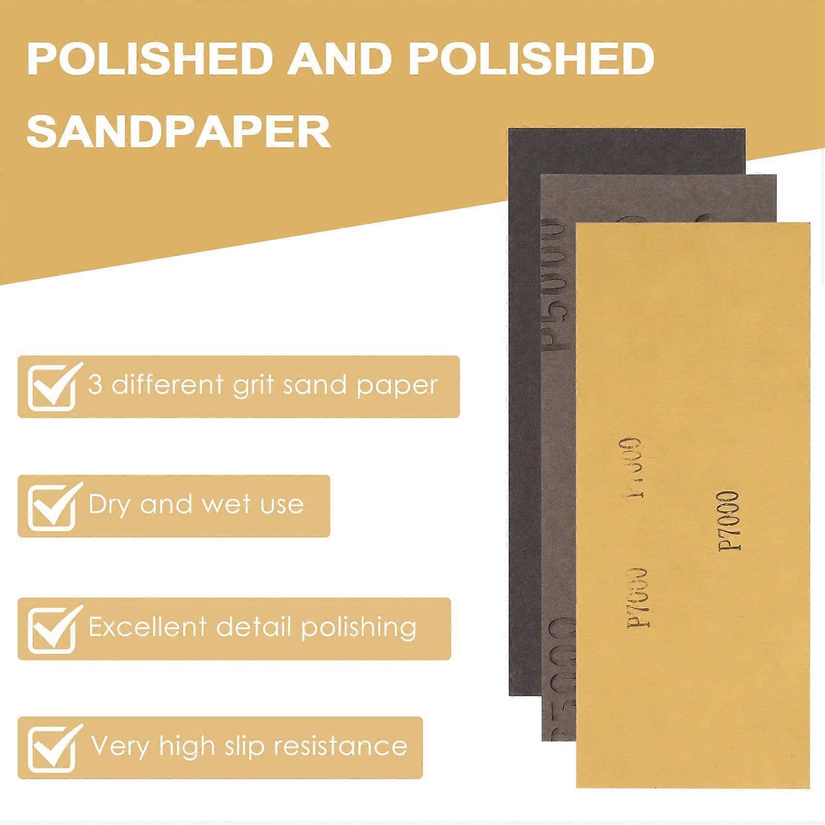 9 Pcs 3000 5000 7000 High Grit Wet And Dry Sandpaper Assortment Drywall ...