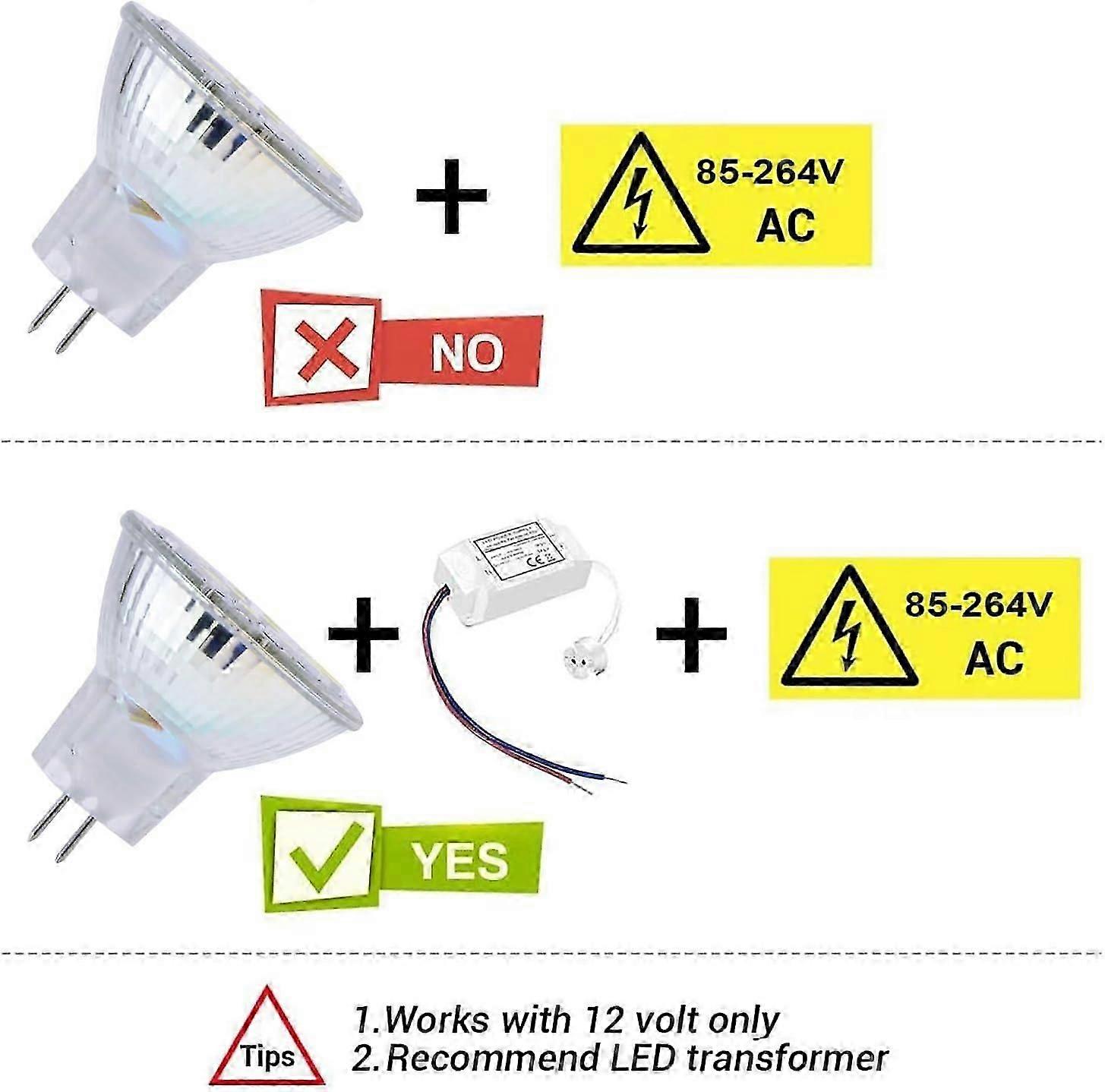 MR11 GU4 LED Bulbs 12V, Cool White 6000K, 4W Equivalent to 40W Halogen ...
