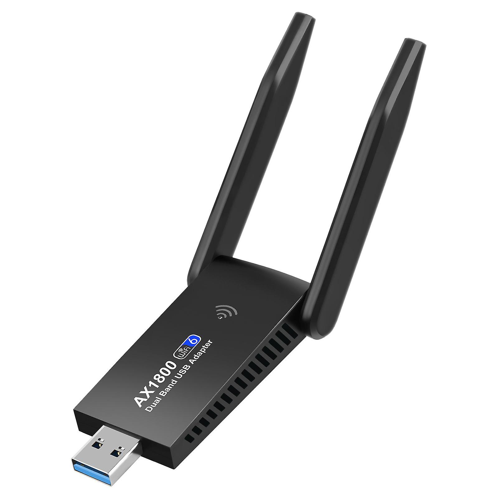 USB WiFi Adapter 1800Mbps Dual Band W/ External Antenna WiFi 6 for PC ...